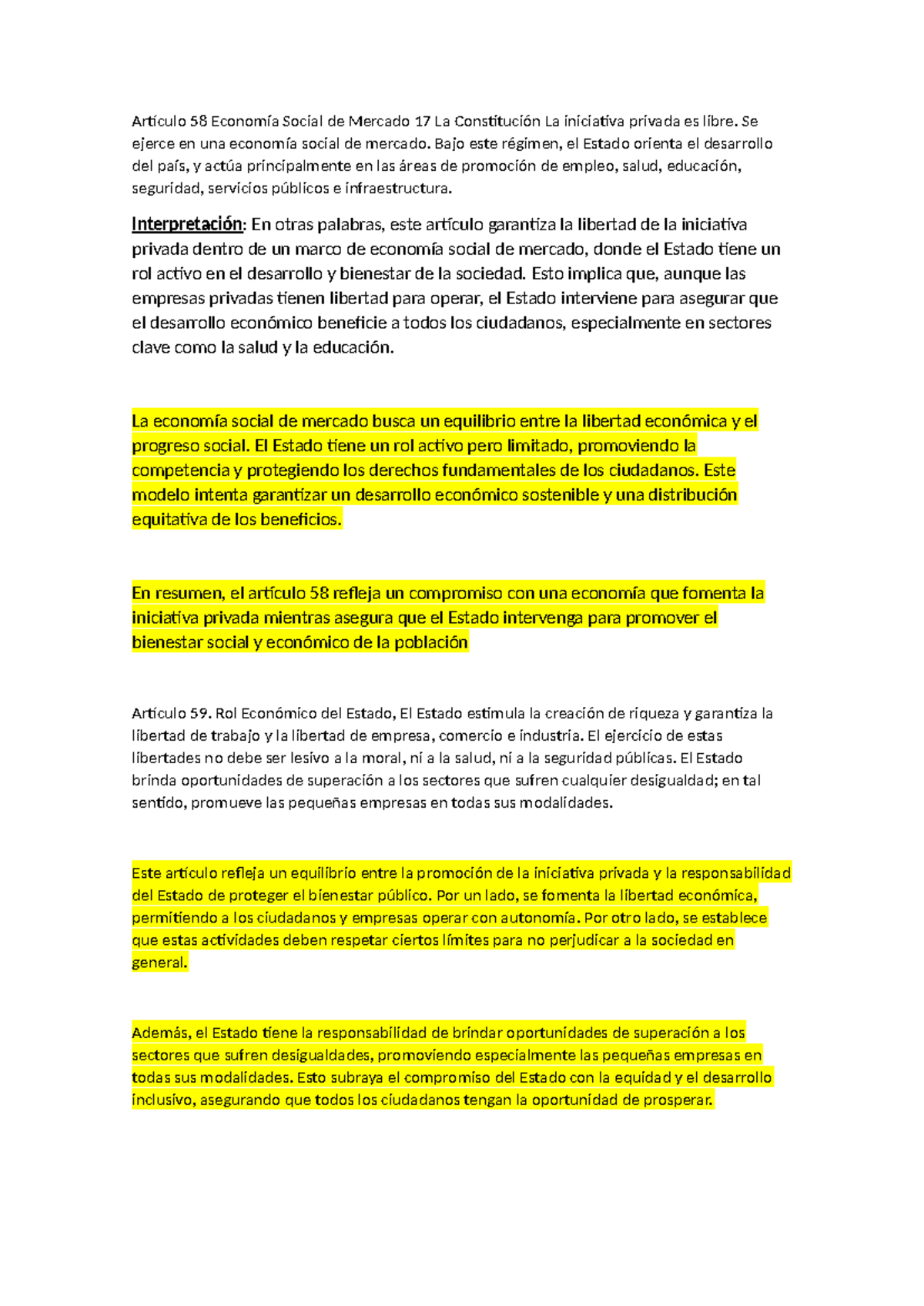 Articulos DE LA Constitucion 58 Hasta 64 - Artículo 58 Economía Social ...