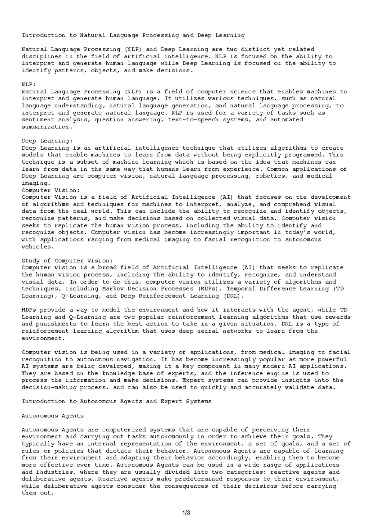 Advanced Robotics and Artificial Intelligence 1 - Introduction to ...