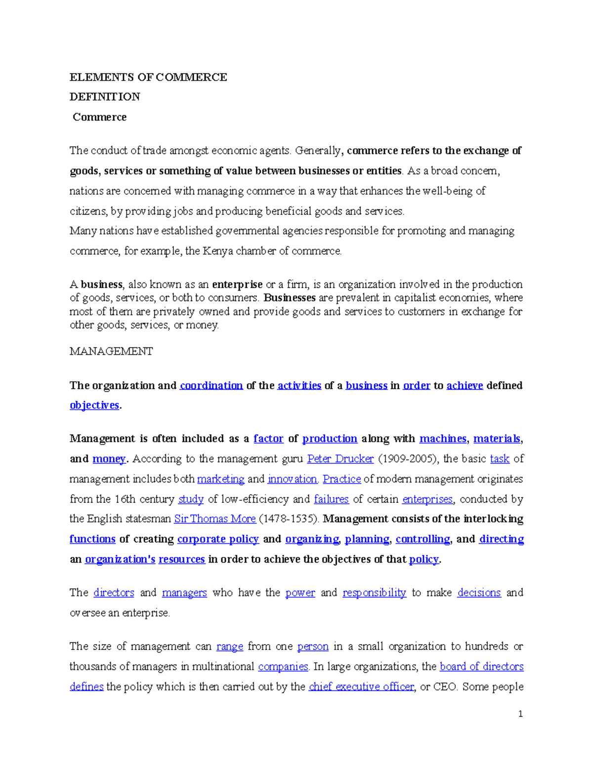 DECO 014 elements of Commerce - ELEMENTS OF COMMERCE DEFINITION ...