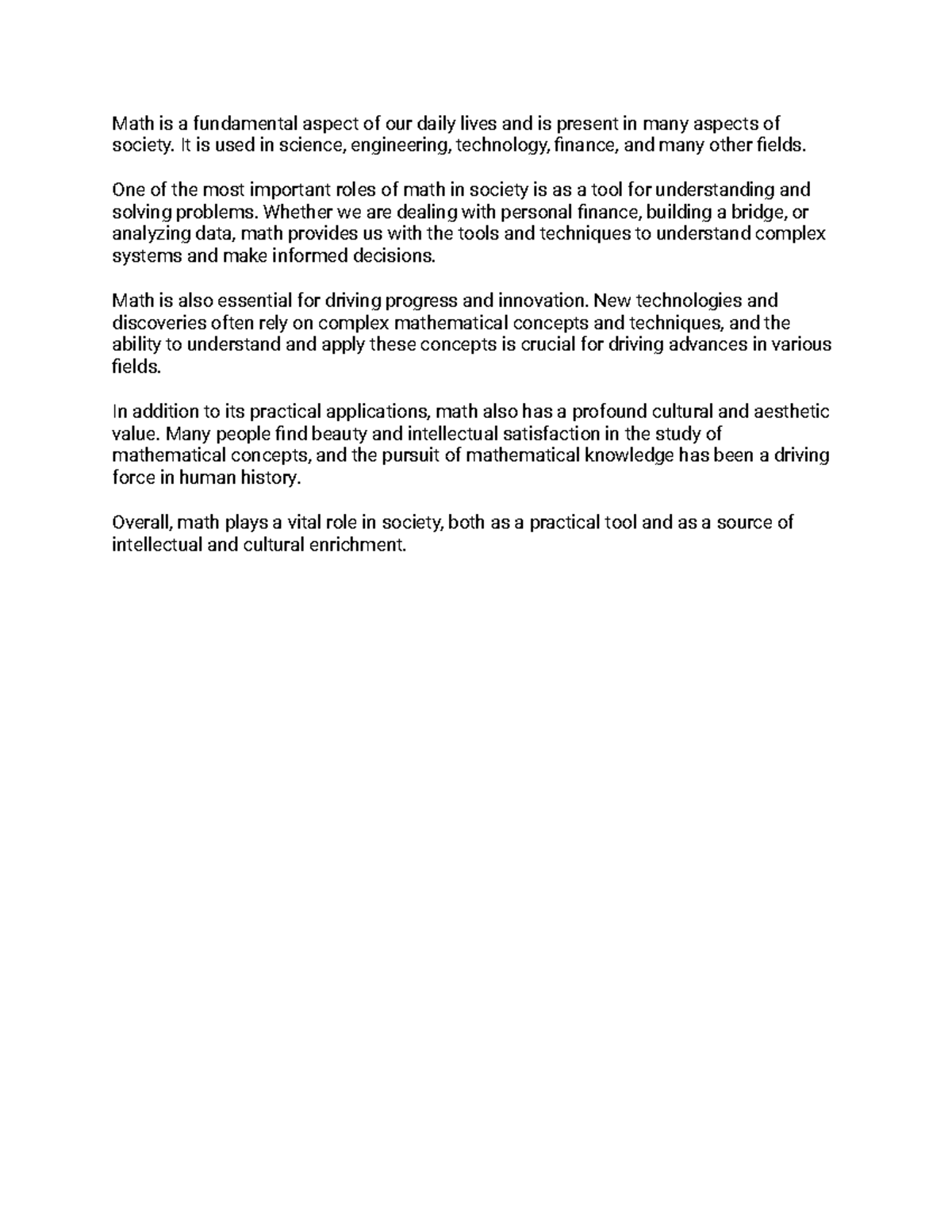 Math in society - NOTES - Math is a fundamental aspect of our daily ...