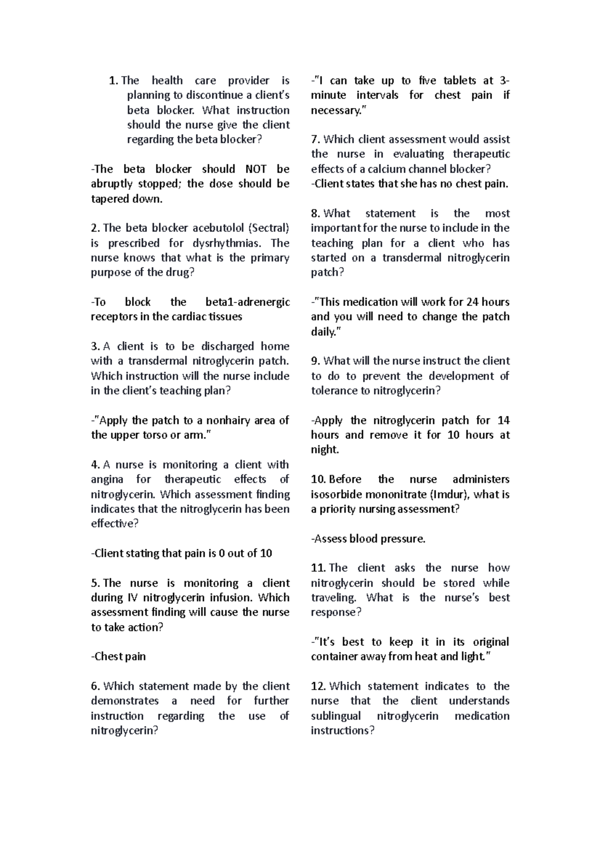 Pharma - Notes - The planning to discontinue a client's health care ...