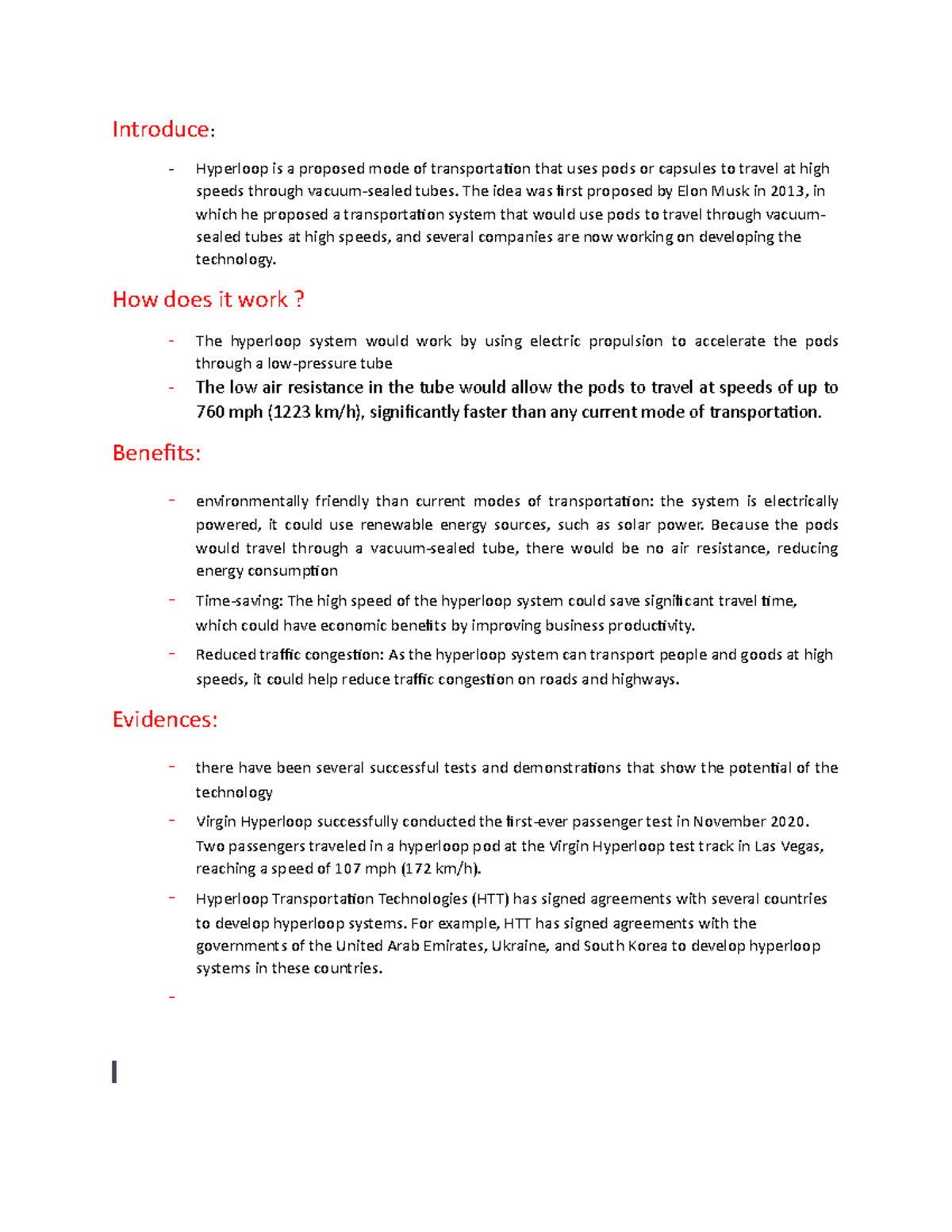 Hyperloop - KNOWLEDGES - Introduce: Hyperloop is a proposed mode of ...