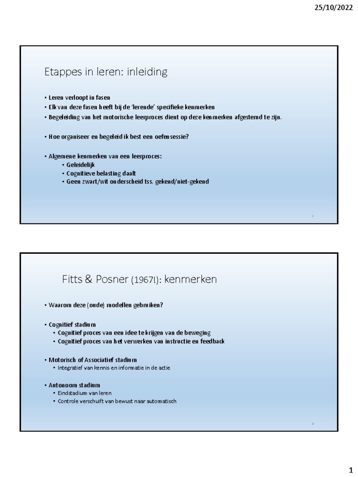 Partim MLLes 3b - ppt - Etappes in leren: inleiding • Leren verloopt in ...