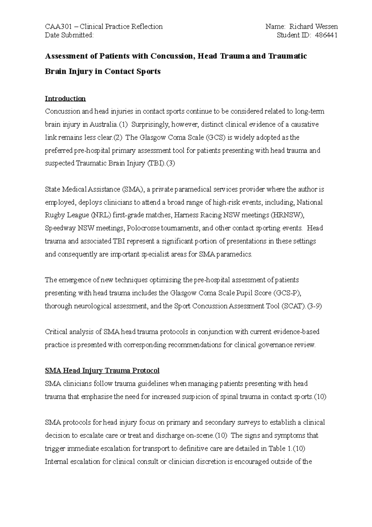 Clinical Practice Reflection 2 -Richard-Wessen-486441-v3 - Date ...