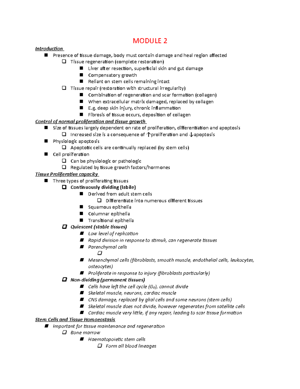 Module 1-3 Detailed Notes - MODULE 2 Introduction n Presence of tissue ...