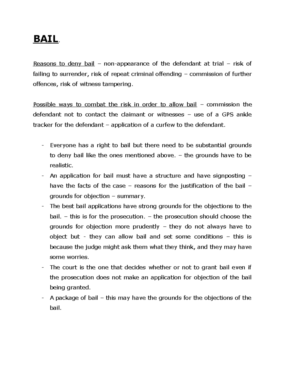 BAR Notes - BAIL. Reasons to deny bail – non-appearance of the ...