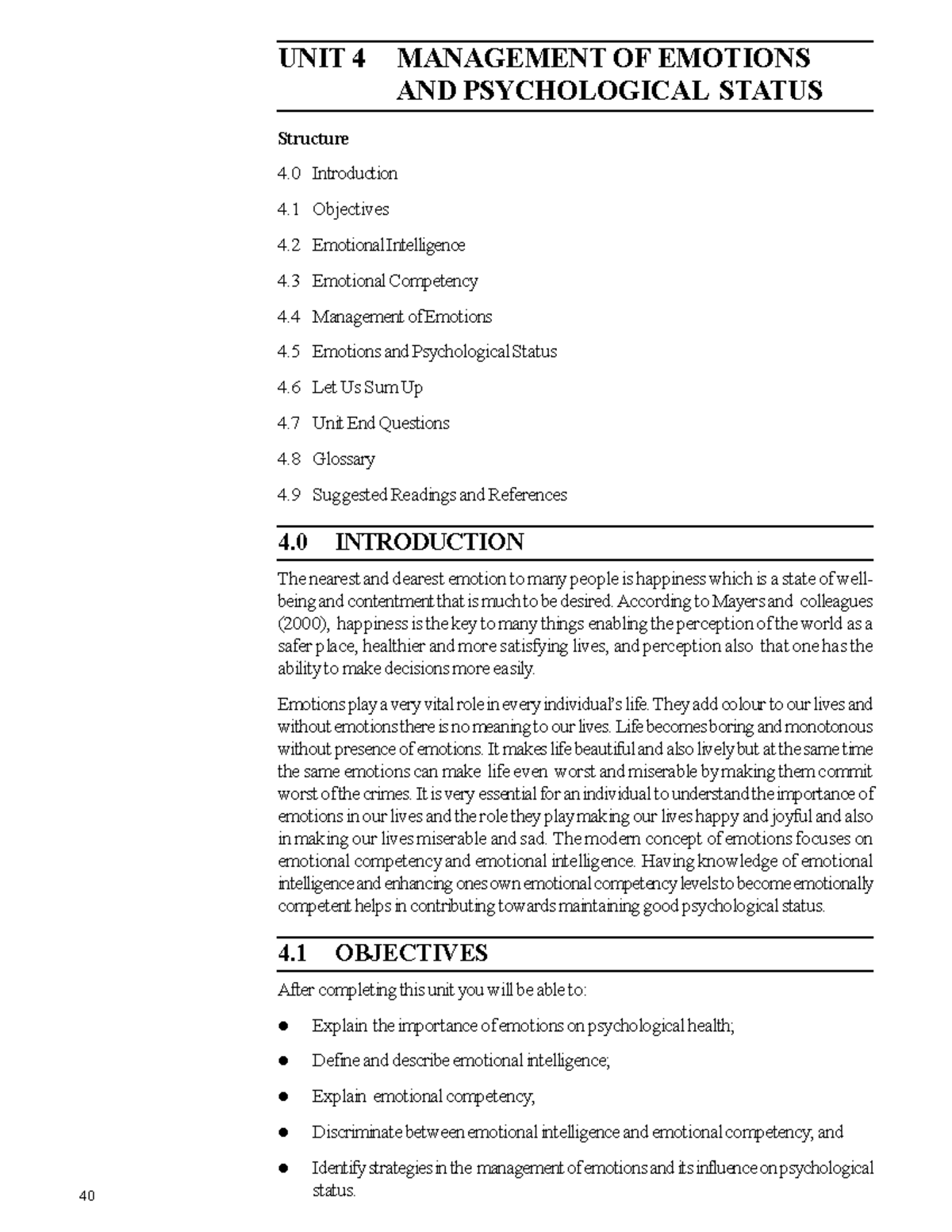 Management OF Emotions - UNIT 4 MANAGEMENT OF EMOTIONS AND ...