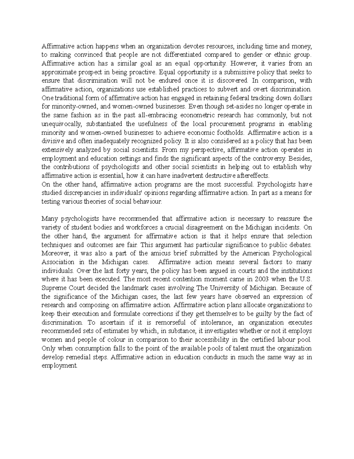 Understanding Affirmative Action - Affirmative action happens when an ...