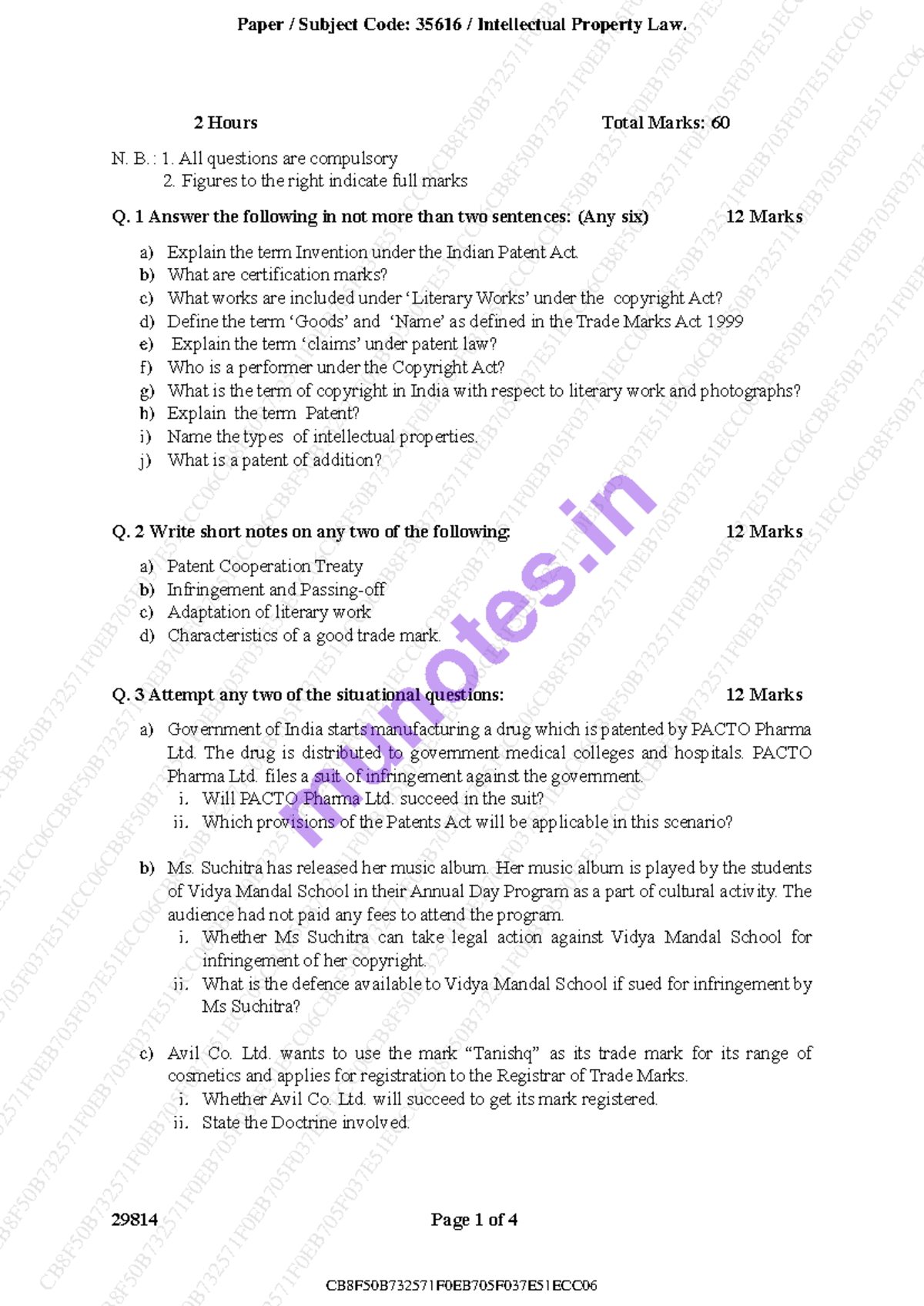 2023 Nov - IPR 60-40 23 - Question paper IPR - 29814 Page 1 of 4 2 ...
