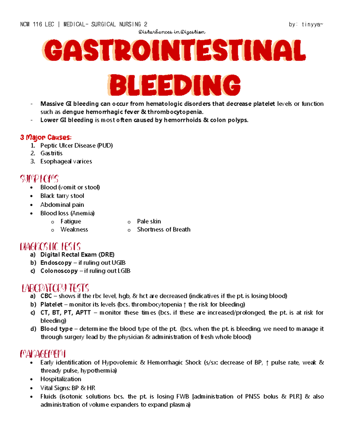 Gastrointestinal Bleeding - NCM 116 LEC | MEDICAL- SURGICAL NURSING 2 ...
