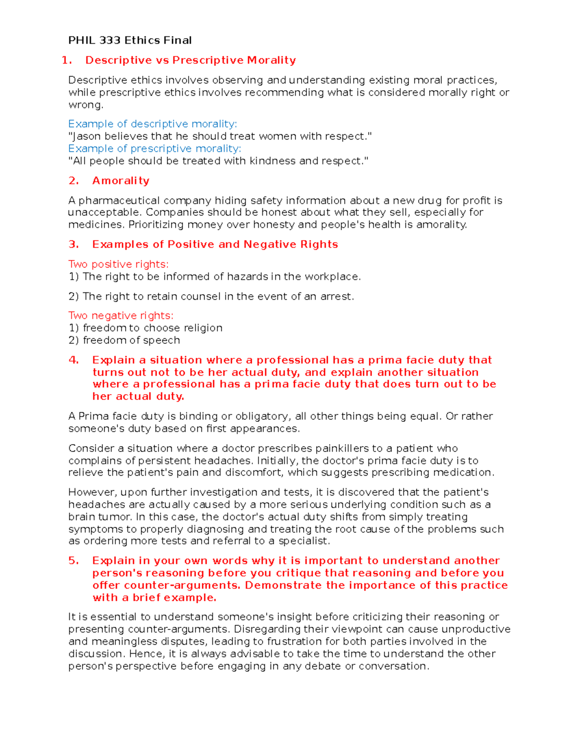 PHIL 333 Ethics Final - PHIL 333 Ethics Final Descriptive vs ...