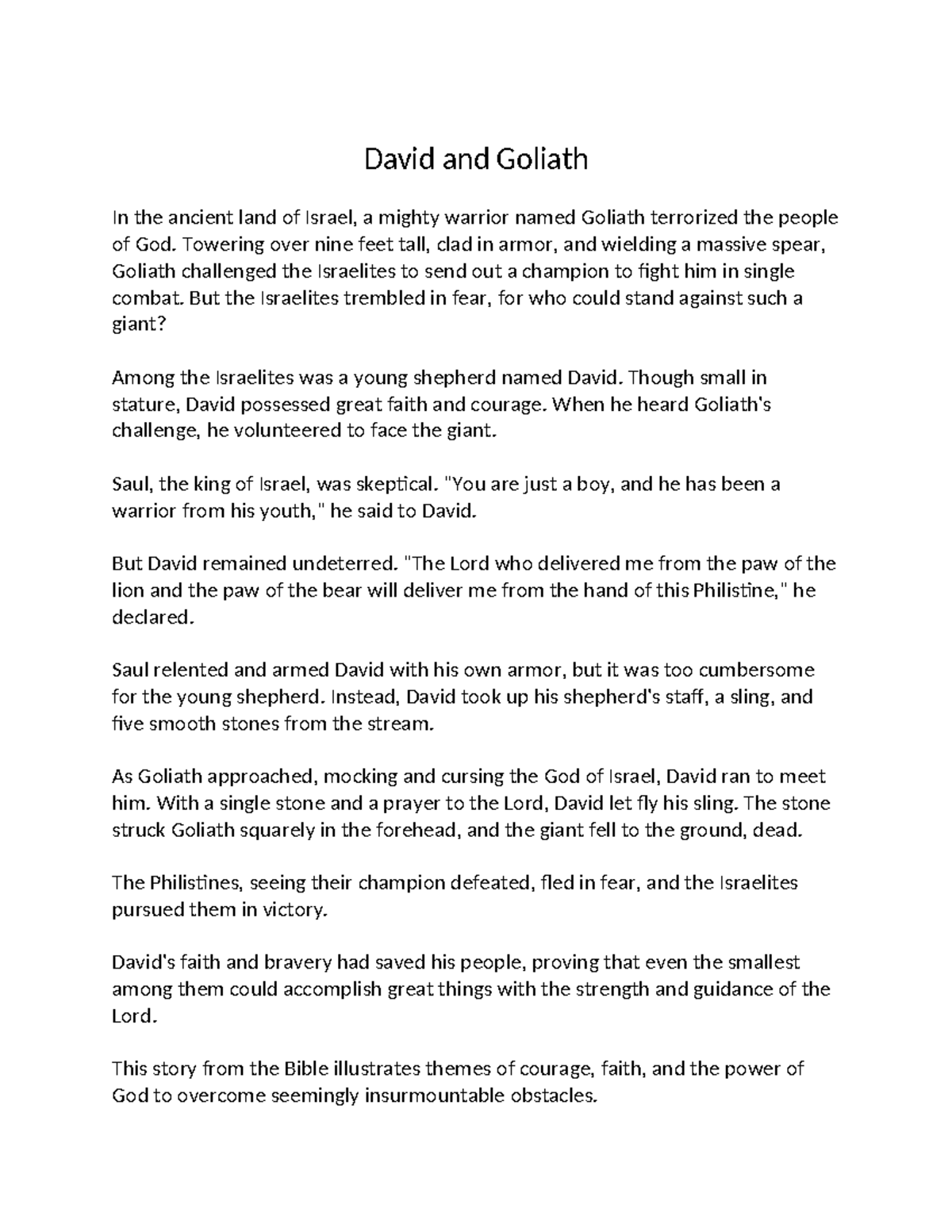 David and Goliath - Towering over nine feet tall, clad in armor, and ...