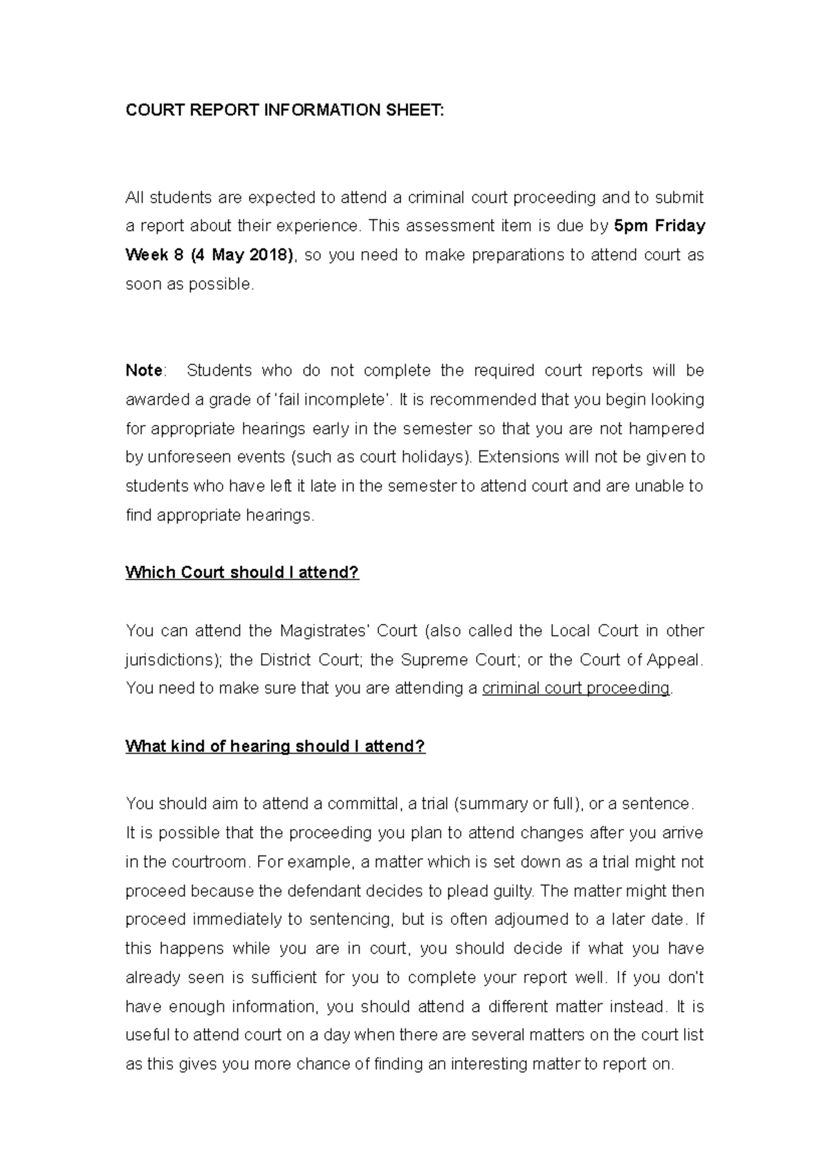 Court Report Information 2018 - COURT REPORT INFORMATION SHEET: All ...