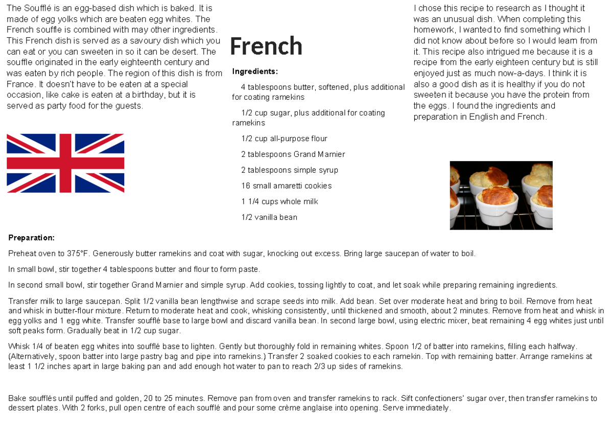 French souffle - notes on recipe - French Souffle The Soufflé is an egg ...
