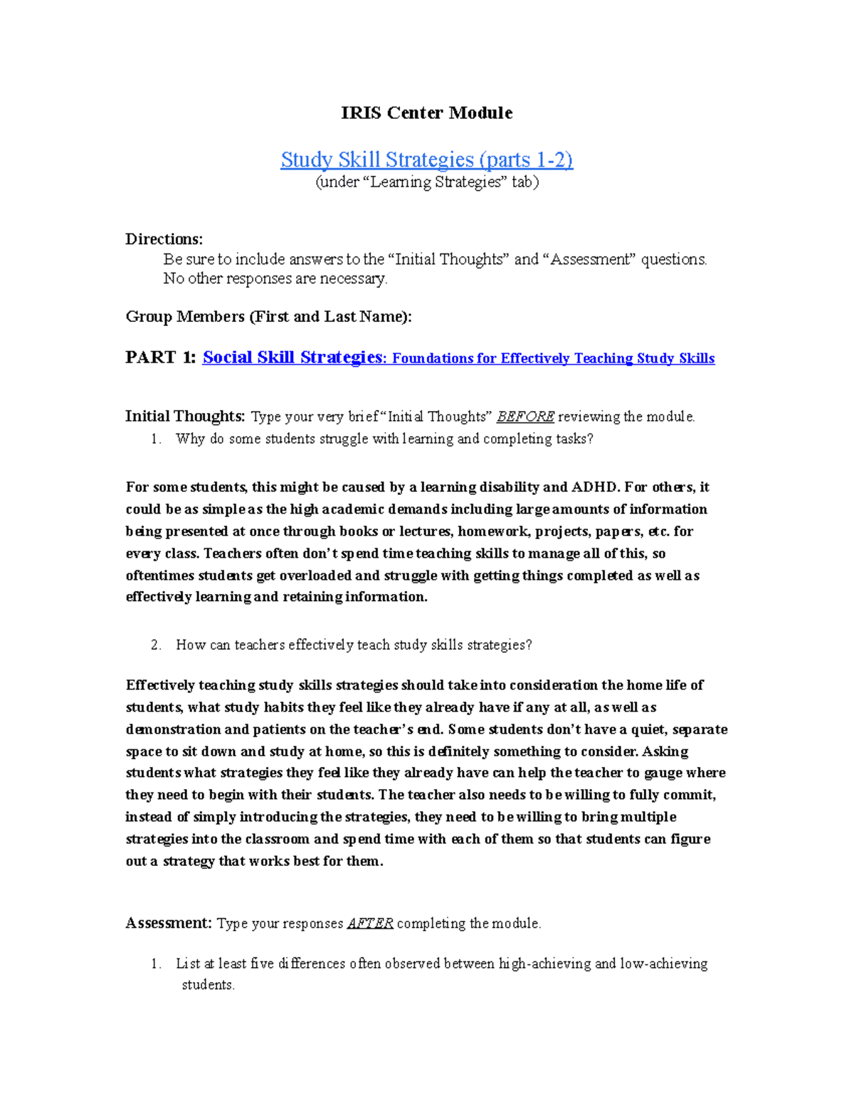 IRIS Center Module- Study Skills Strategies - IRIS Center Module Study ...
