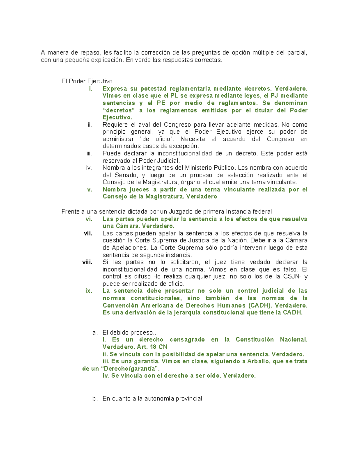 Respuestas correctas ejercicio de opción múltiple - A manera de repaso, les facilito la ...