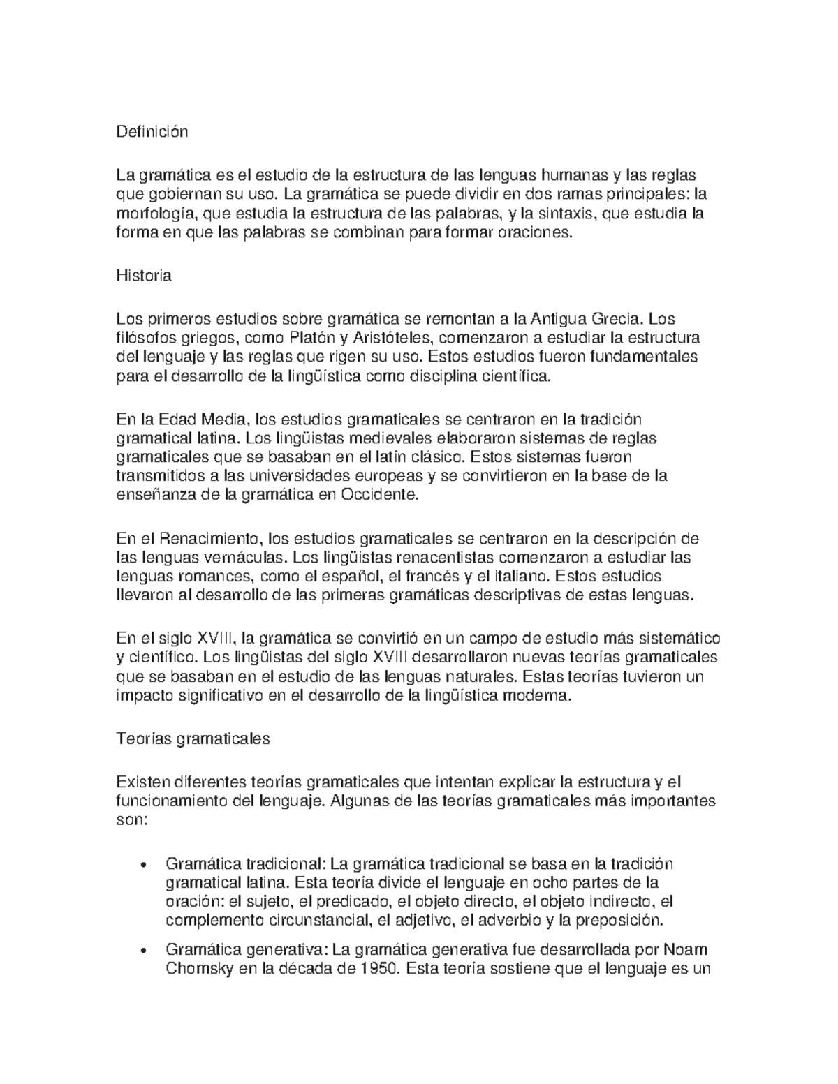 Gramatica - Definición La gramática es el estudio de la estructura de ...