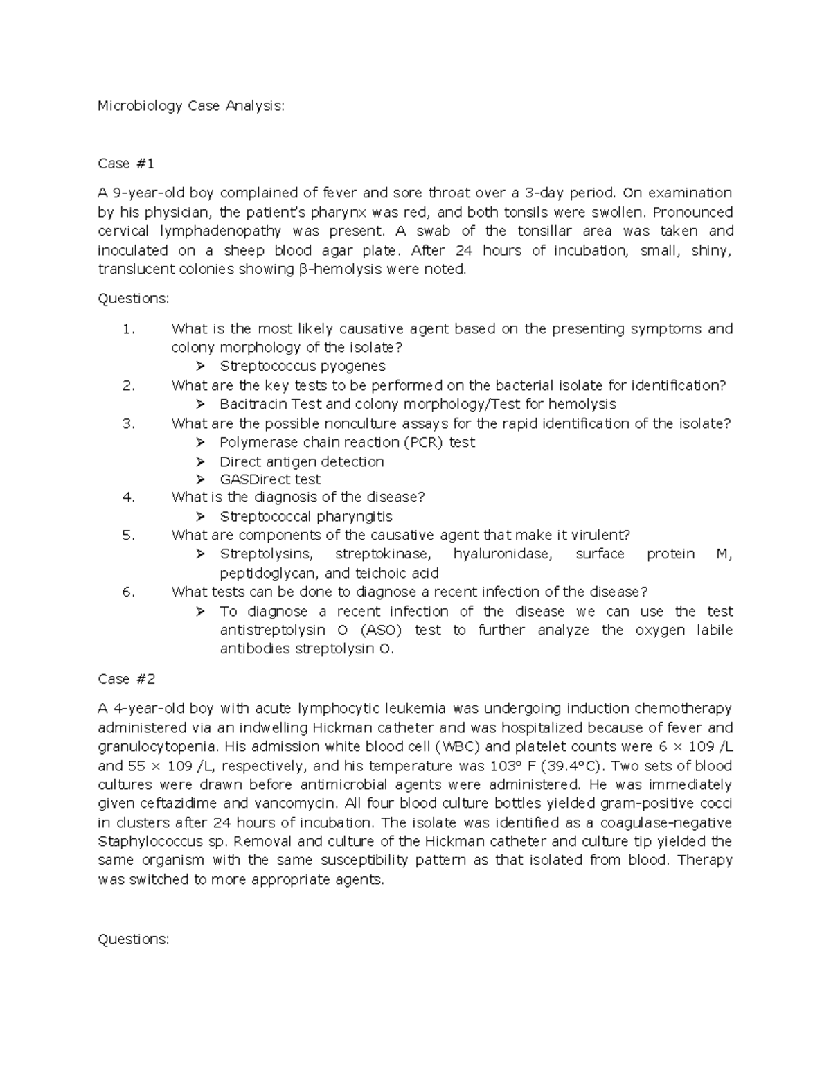 Microbiology - science - Microbiology Case Analysis: Case # A 9-year ...