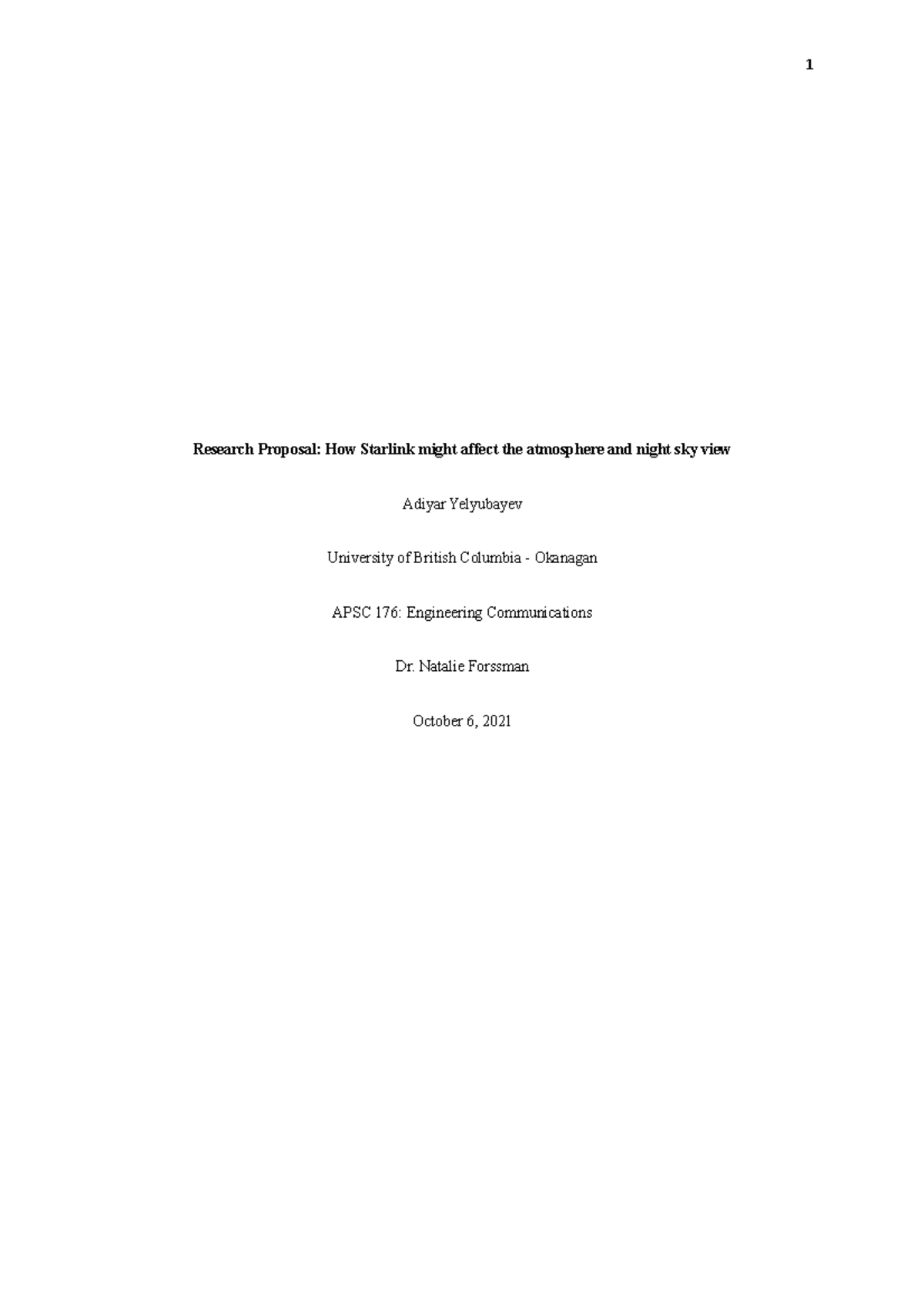 Research proposal template APA - Research Proposal: How Starlink might ...