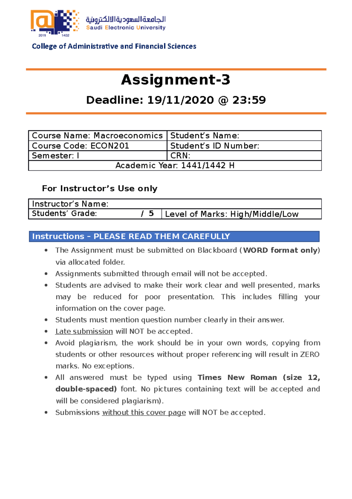 202011 13142245 econ201 assignment 3 - College of Administrative and ...