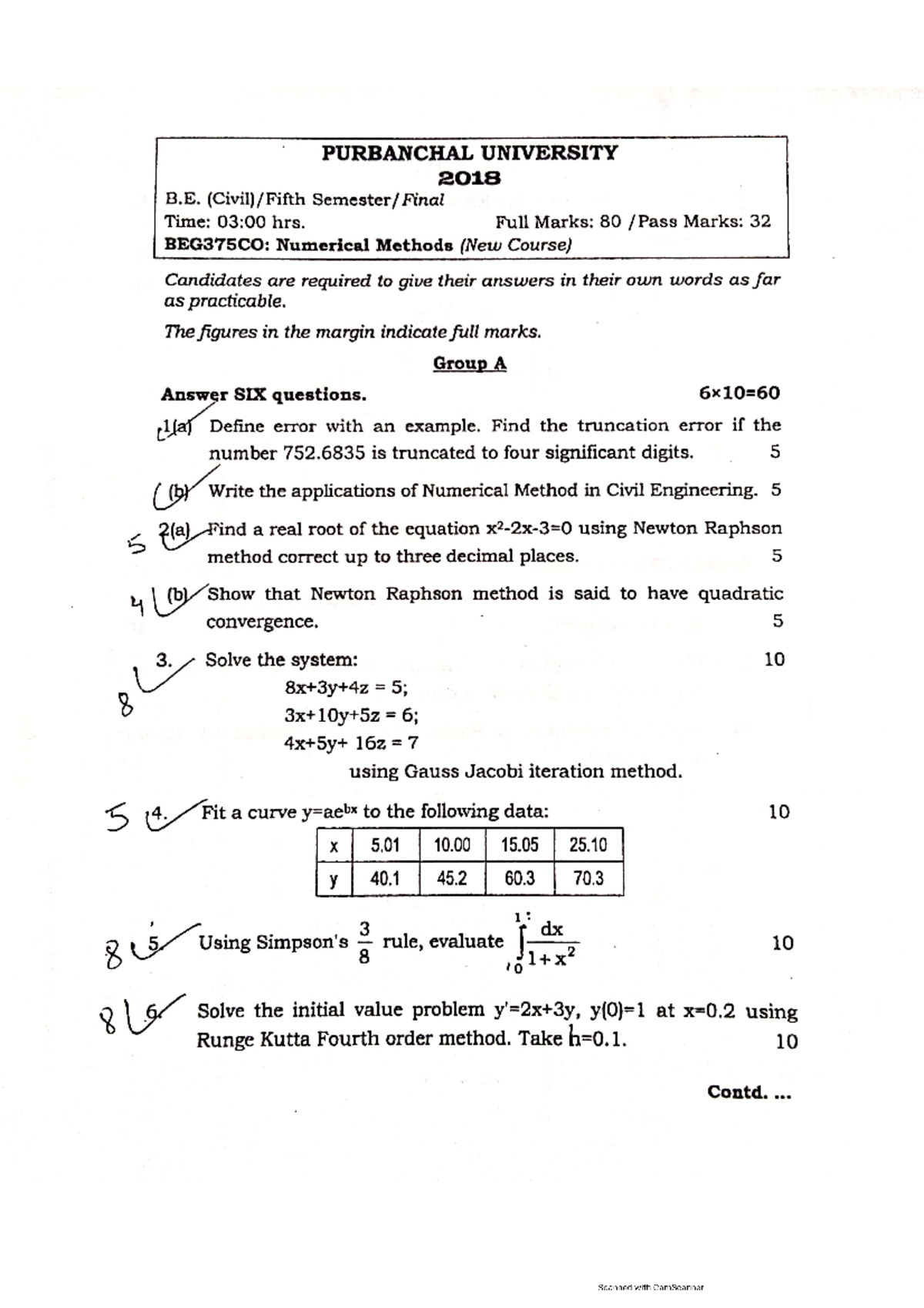 Syllabus numerical Methods - PURBANCHAL UNIVERSITY 2018 B. Time: 03:00 ...