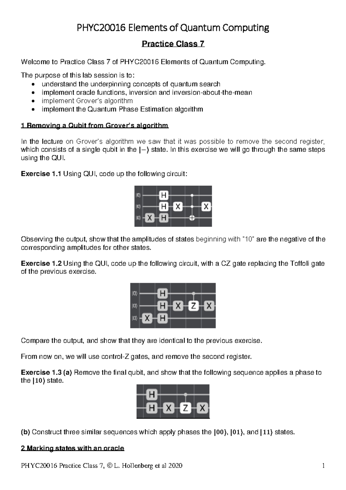 PHYC2001 6 Prac Class 7 LMS - PHYC 20016 Elements of Quantum Computing ...