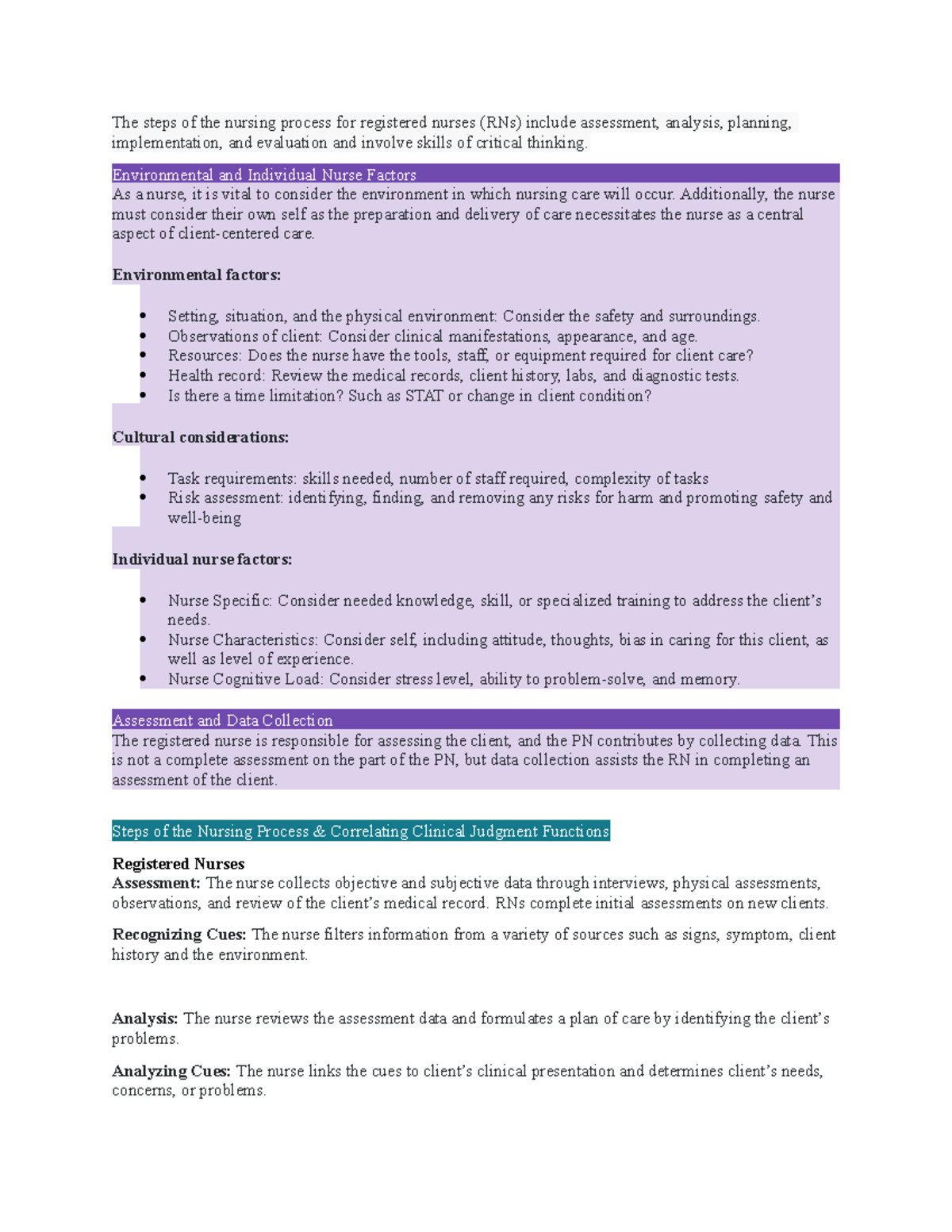 EMG RN Nursing Process - szdfxgcvhjbkn - The steps of the nursing ...