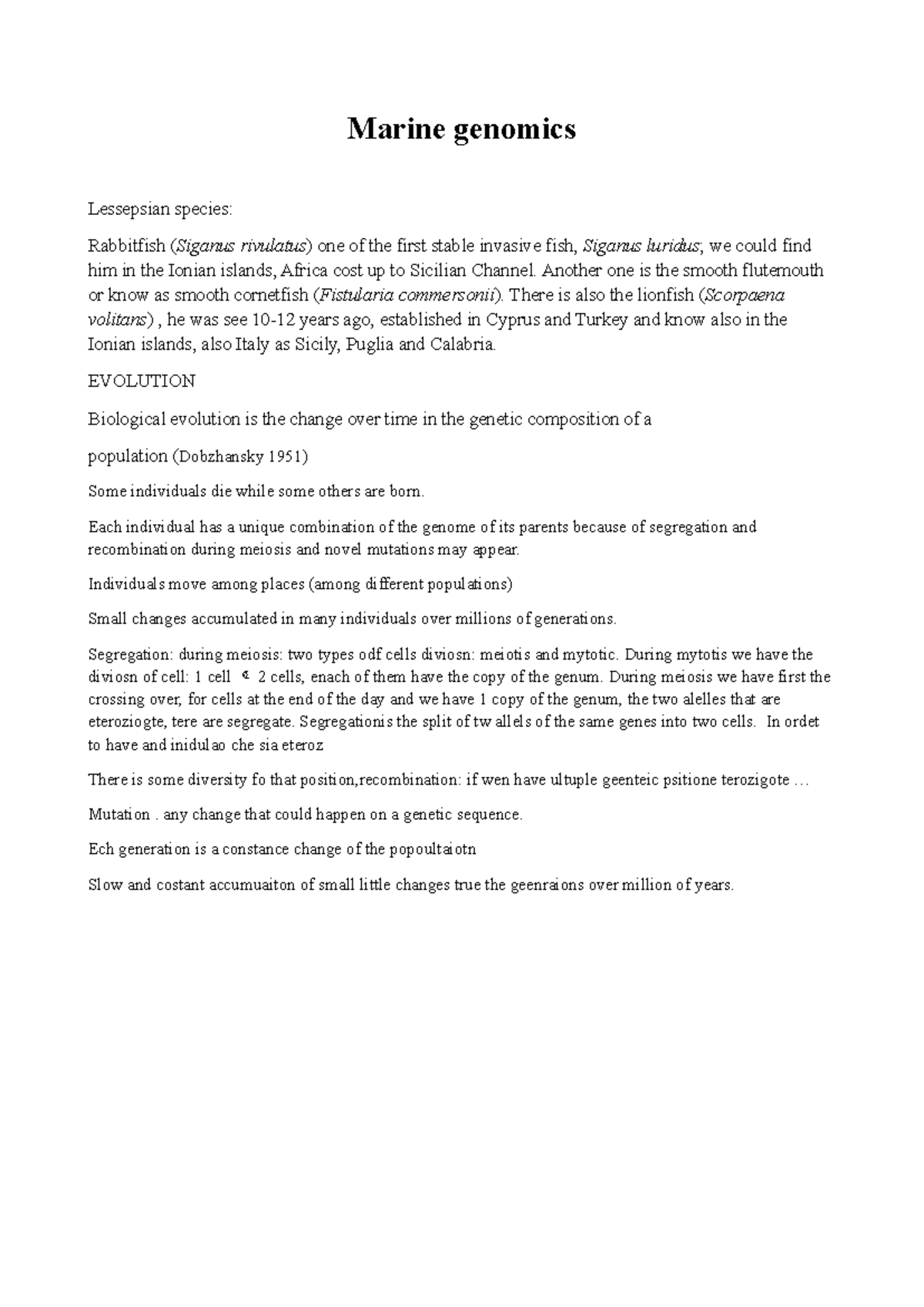 Marine genomics - Marine genomics Lessepsian species: Rabbitfish ...