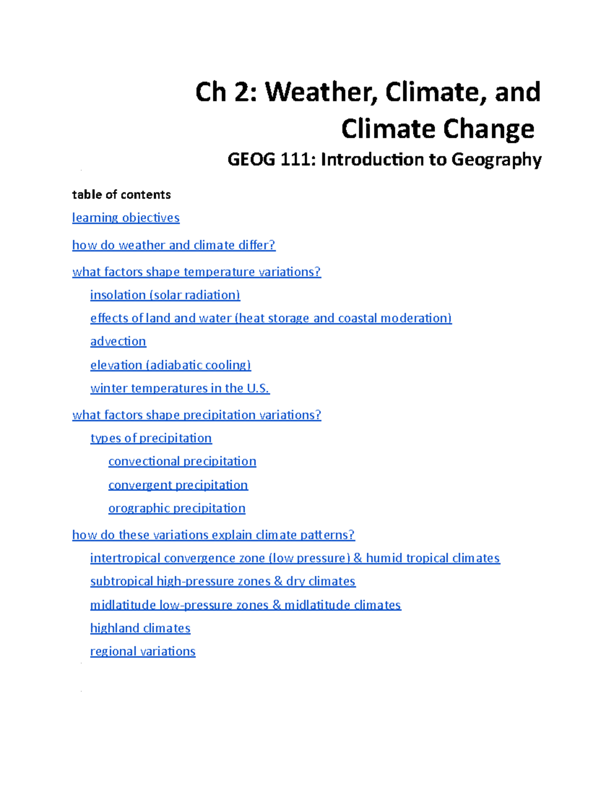 Ch 2- Weather, Climate, and Climate Change - Ch 2: Weather, Climate ...