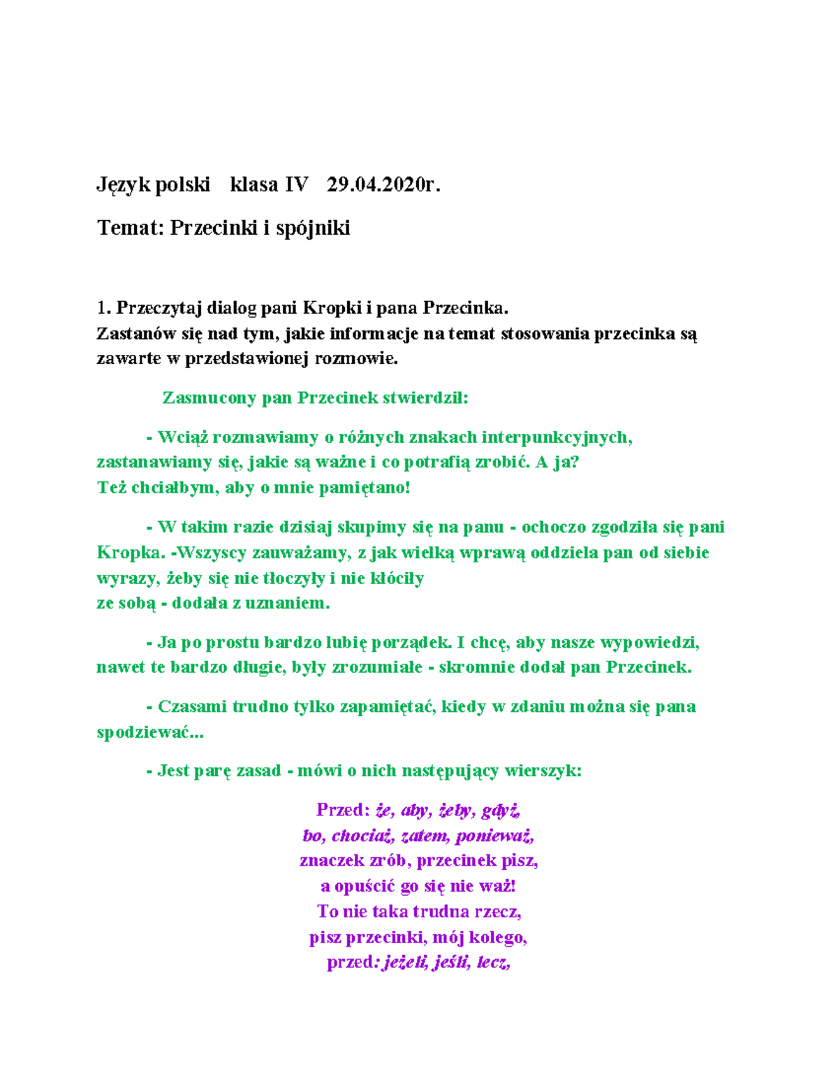 Jezyk polski klasa iv 29042020 r - Język polski klasa IV 29.04. Temat ...