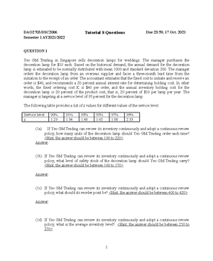 Tutorial 5 Questions - DAO2703 - NUS - Studocu