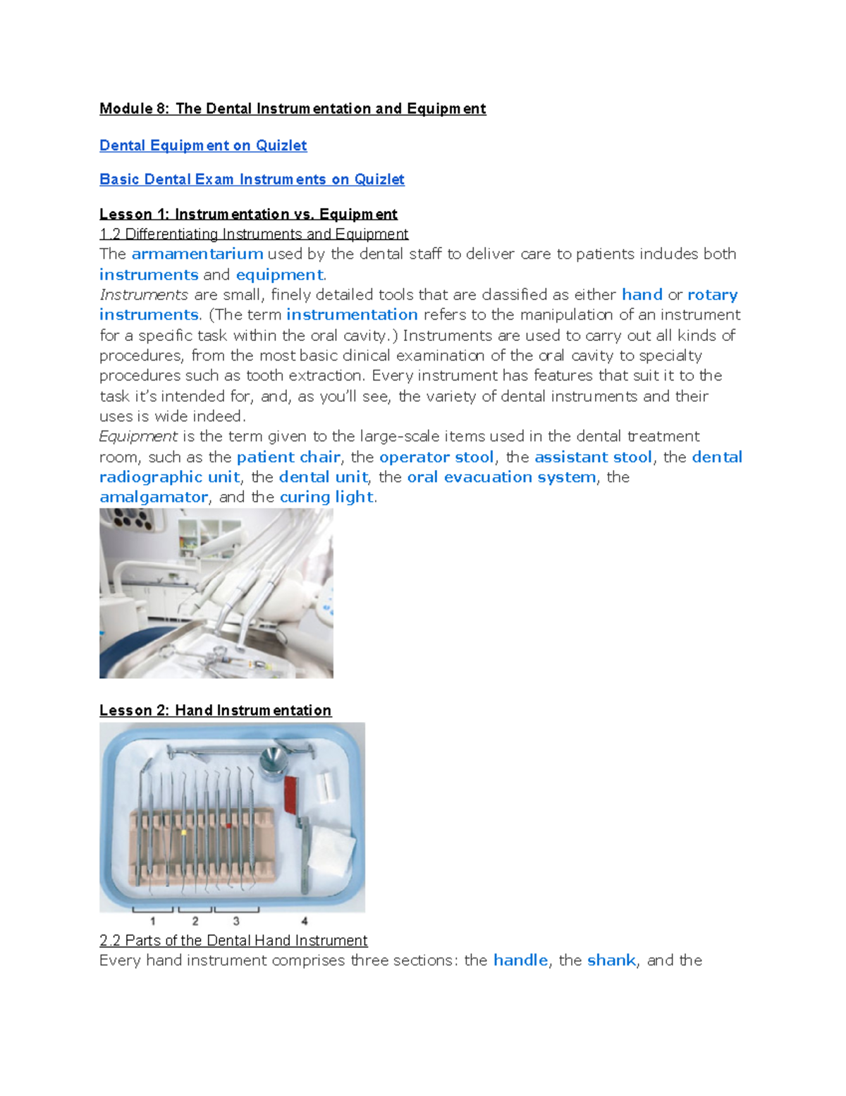 Week 7 Module 8 Dental Instruments - Module 8: The Dental ...