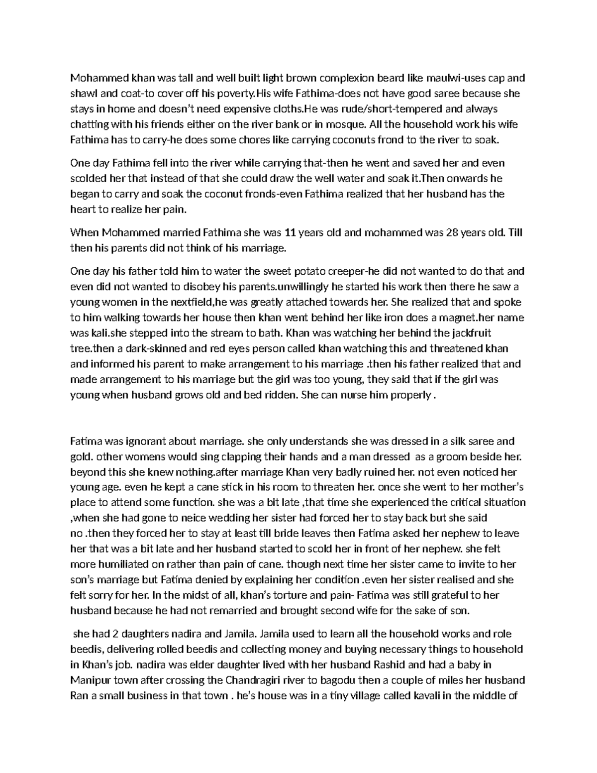 Fathima and mhd khan - summary-breaking ties - Mohammed khan was tall and well built light brown ...