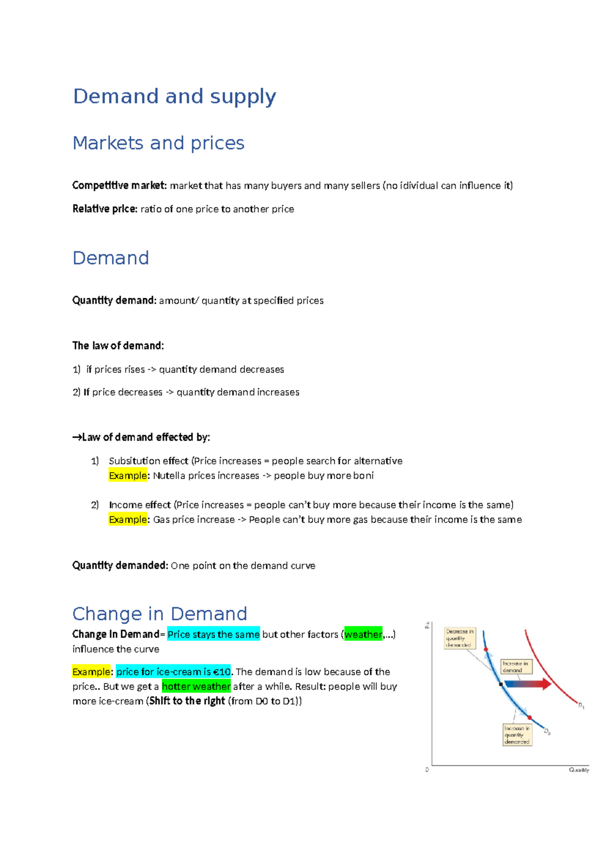 Chapter 3 Demand and supply (1BMM) - Demand and supply Markets and ...