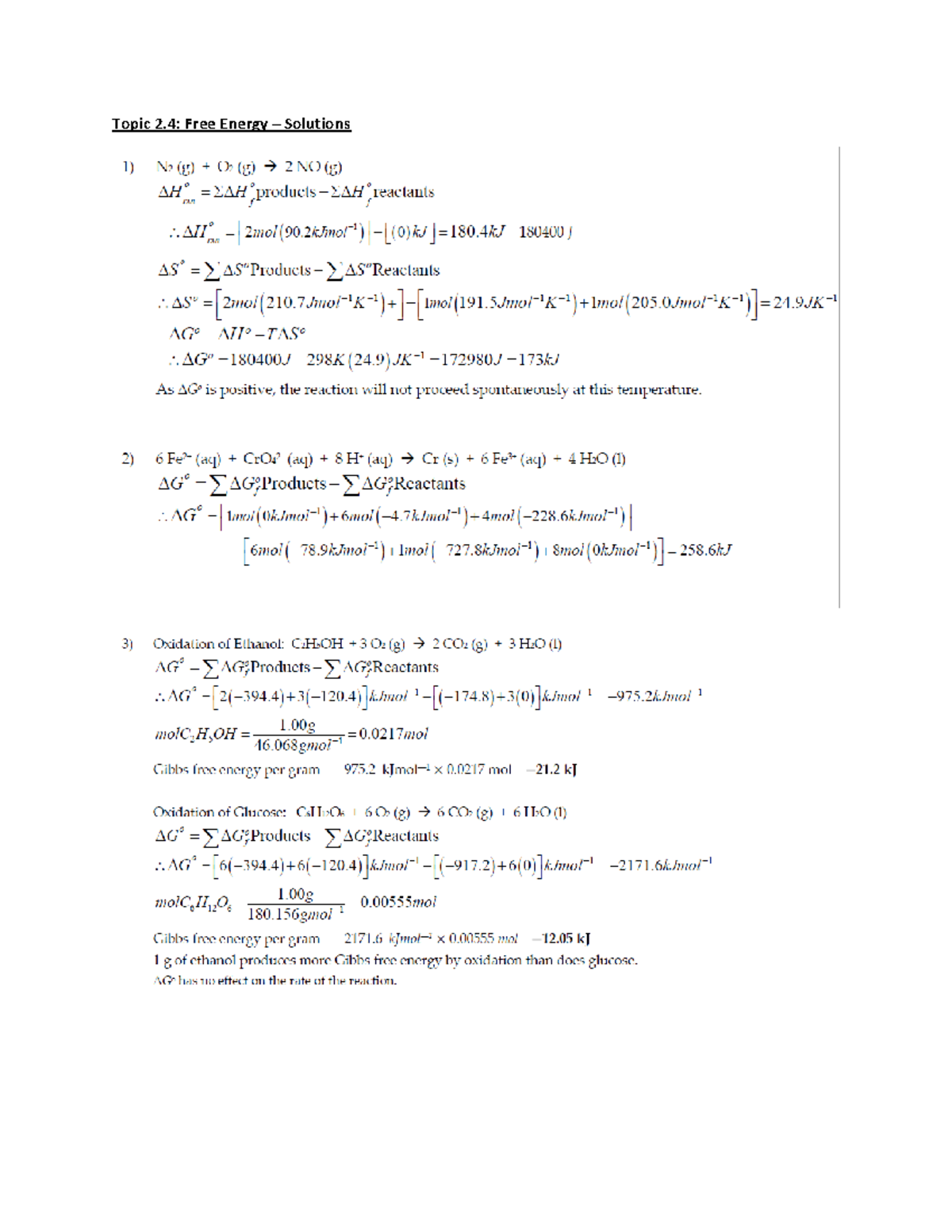 Topic 2.4 Practice Problems Solutions - Chemistry 1302A/B - Topic 2. 4 ...