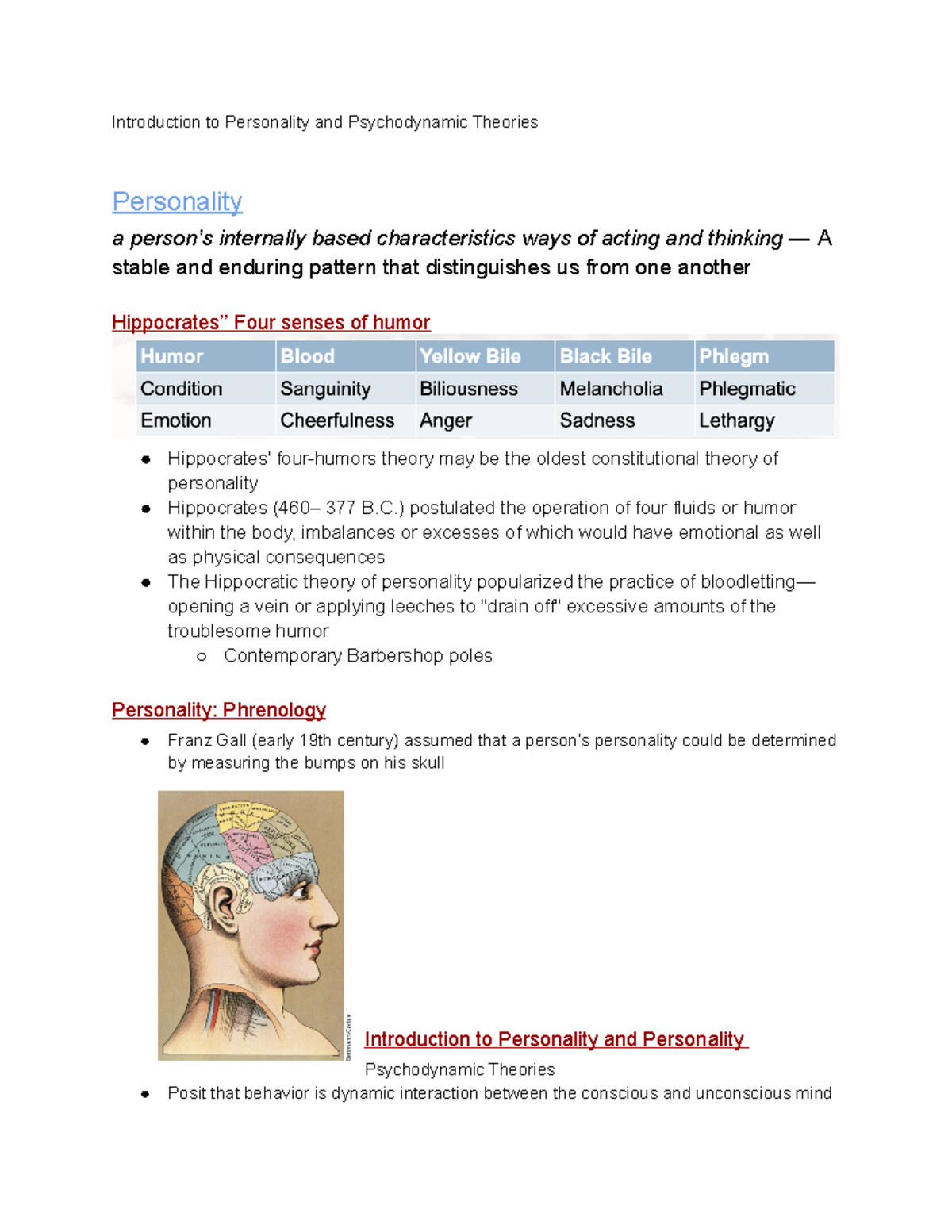 Module 45 Introduction to Personality and Psychodynamic Theories ...