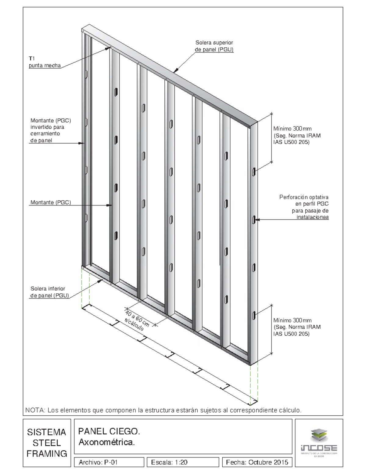Paneles - Solera superior de panel (PGU) T1 punta mecha Montante (PGC ...