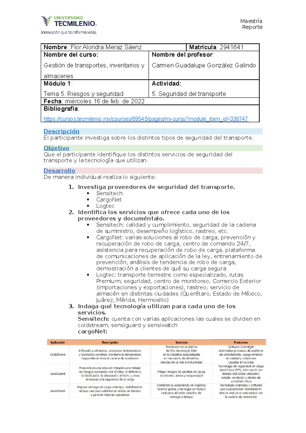 Activdad numero 5 de gestión - Maestría Reporte Nombre : Flor Alondra ...