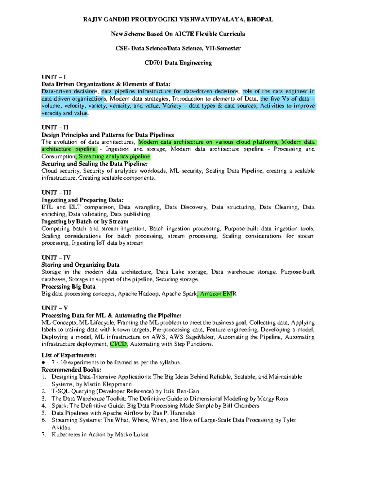 Cse-ds syllabus 7 sem - New Scheme Based On AICTE Flexible Curricula CSE- Data Science/Data ...