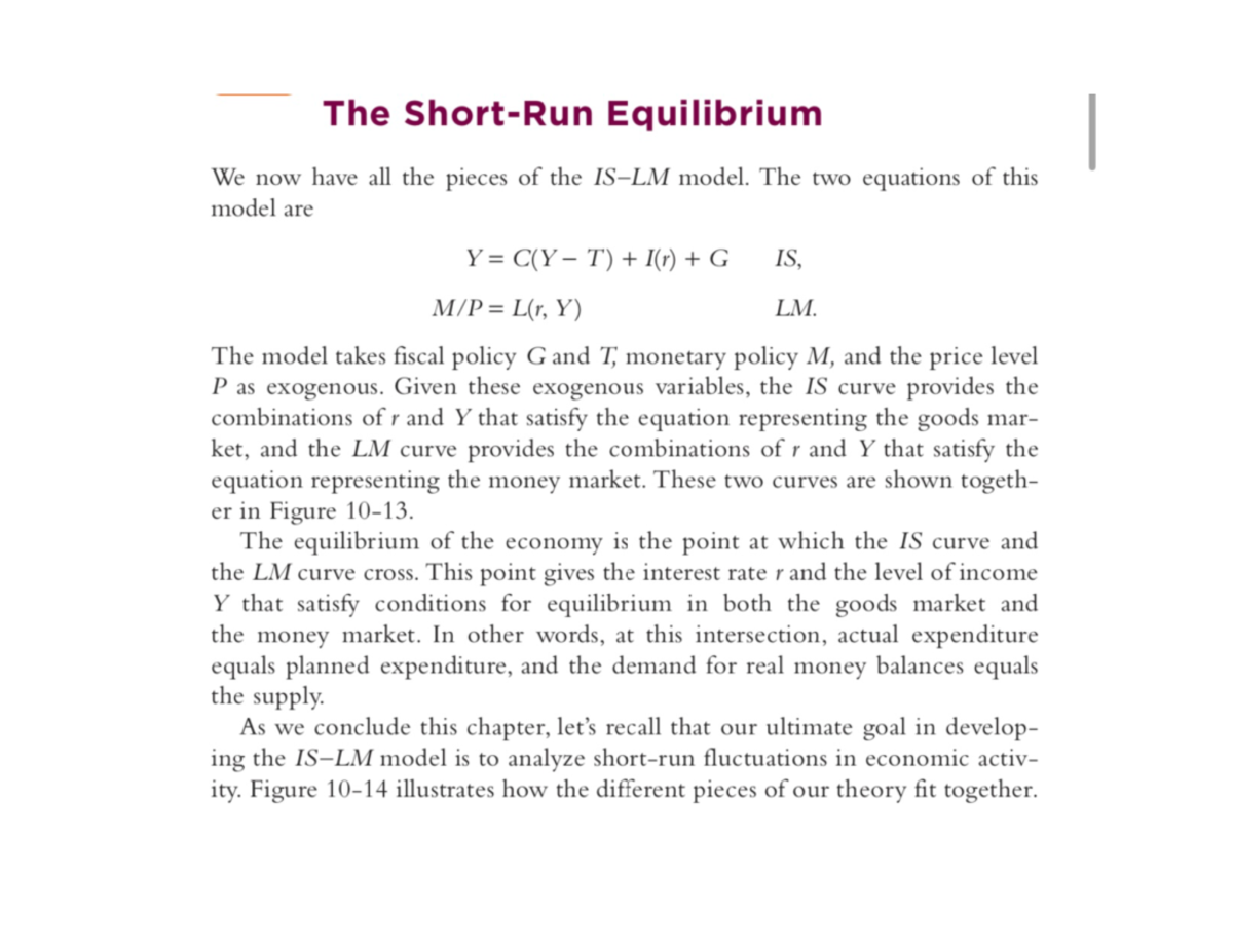 The Short-Run Equilibrium - MACRO ECONOMICS - Studocu