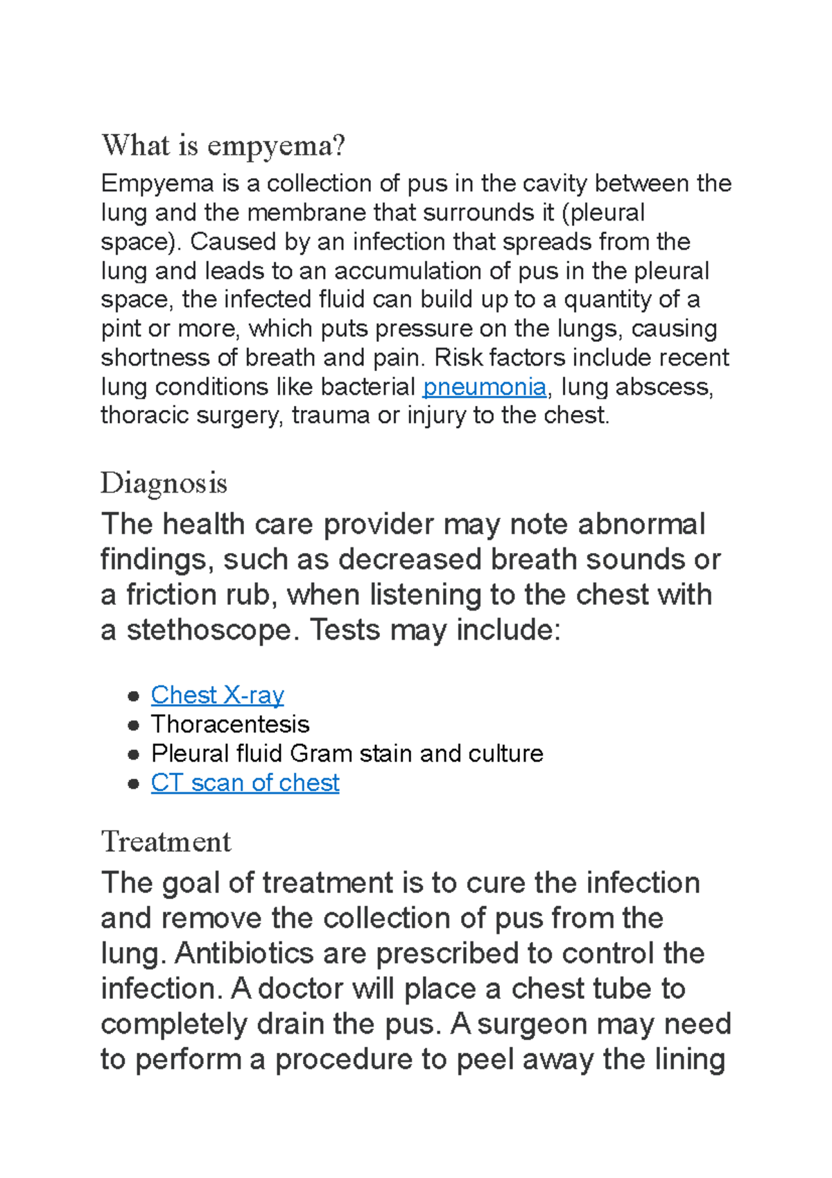 Empyma - What is empyema? Empyema is a collection of pus in the cavity ...