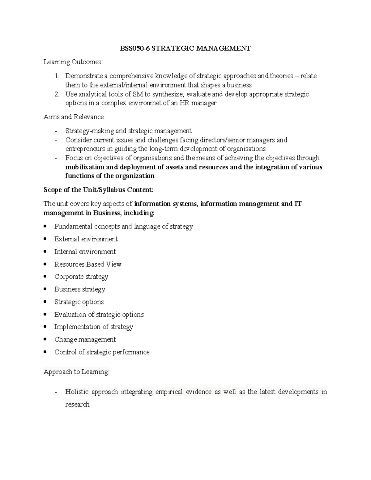 Strategic Management - This contains branches of strategy and strategy ...