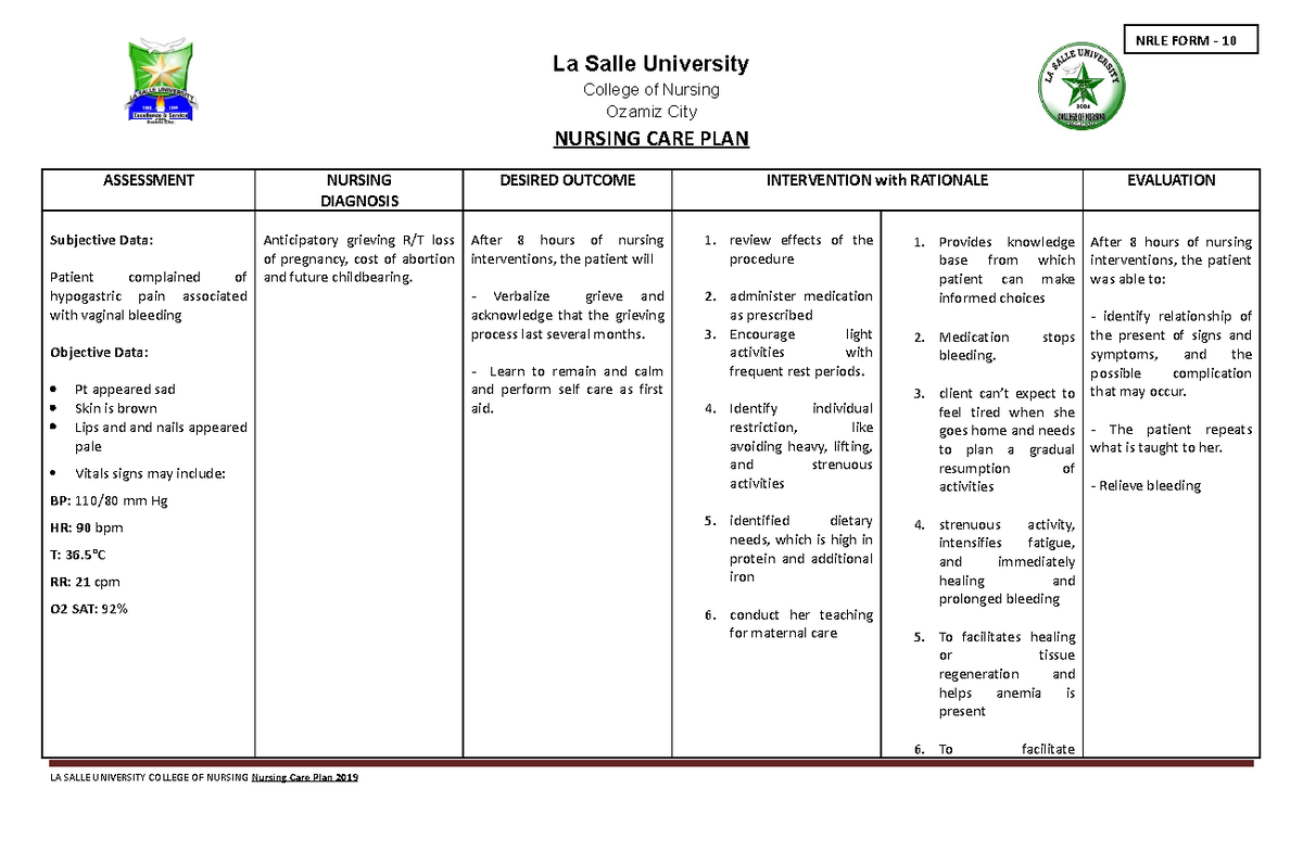NCP-JB - Activities - La Salle University College of Nursing Ozamiz ...