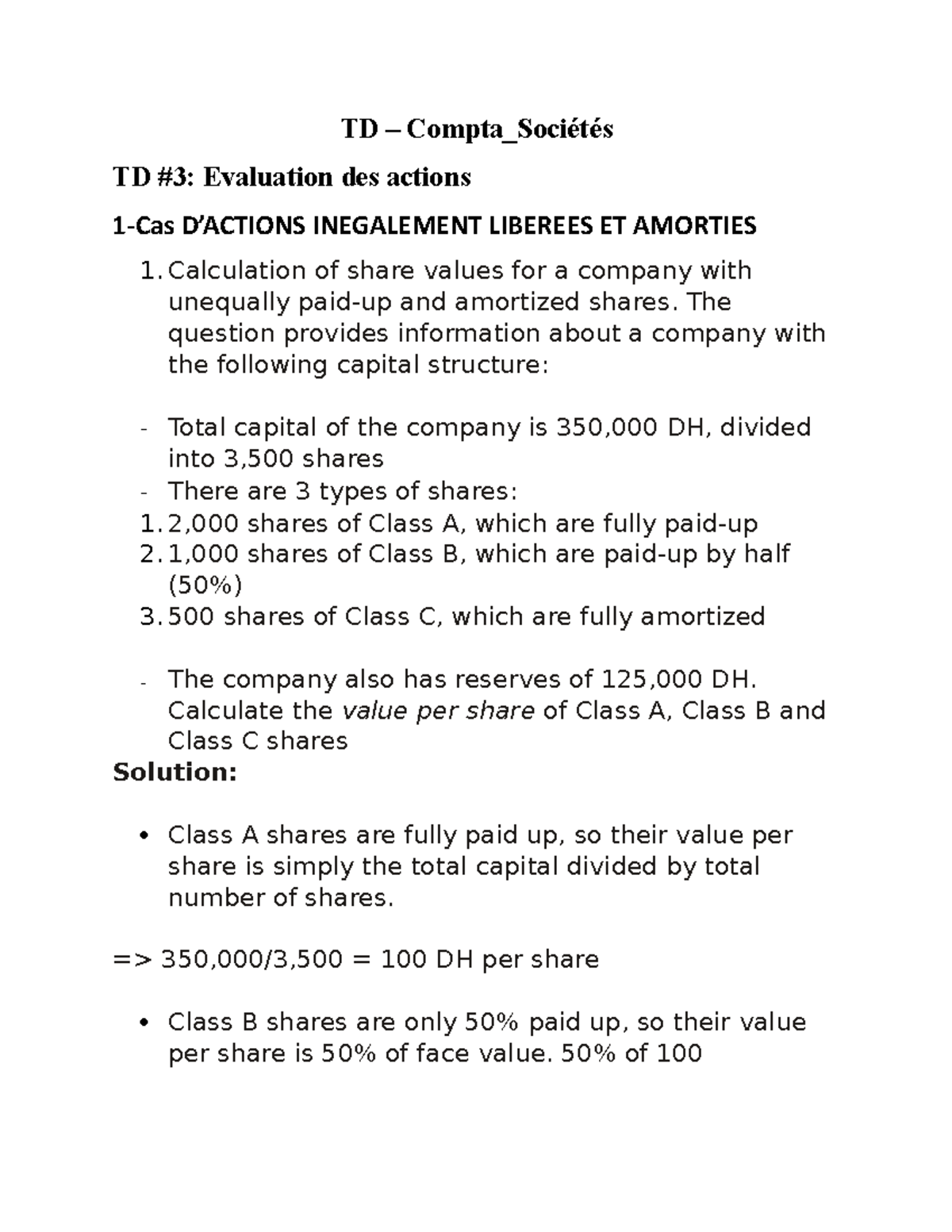 TD – Compta Sociétés - This is a company accounts cours - TD – Compta_Sociétés TD #3: Evaluation ...