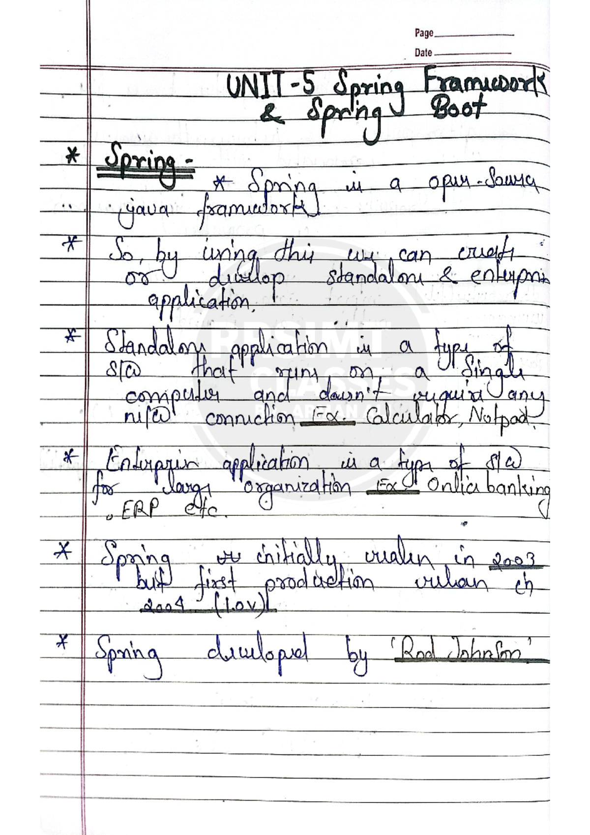 Oops With Java Unit 5 One Shot Rrsimt 240816 015423 Page Date Unit Spring Framework Spring