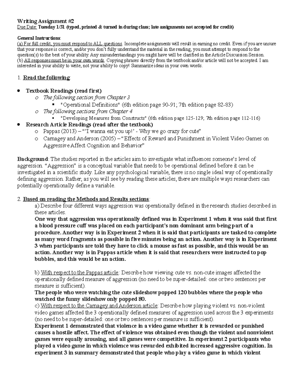 Writing Assignment 2 - This will give students a better understanding on developing measures ...