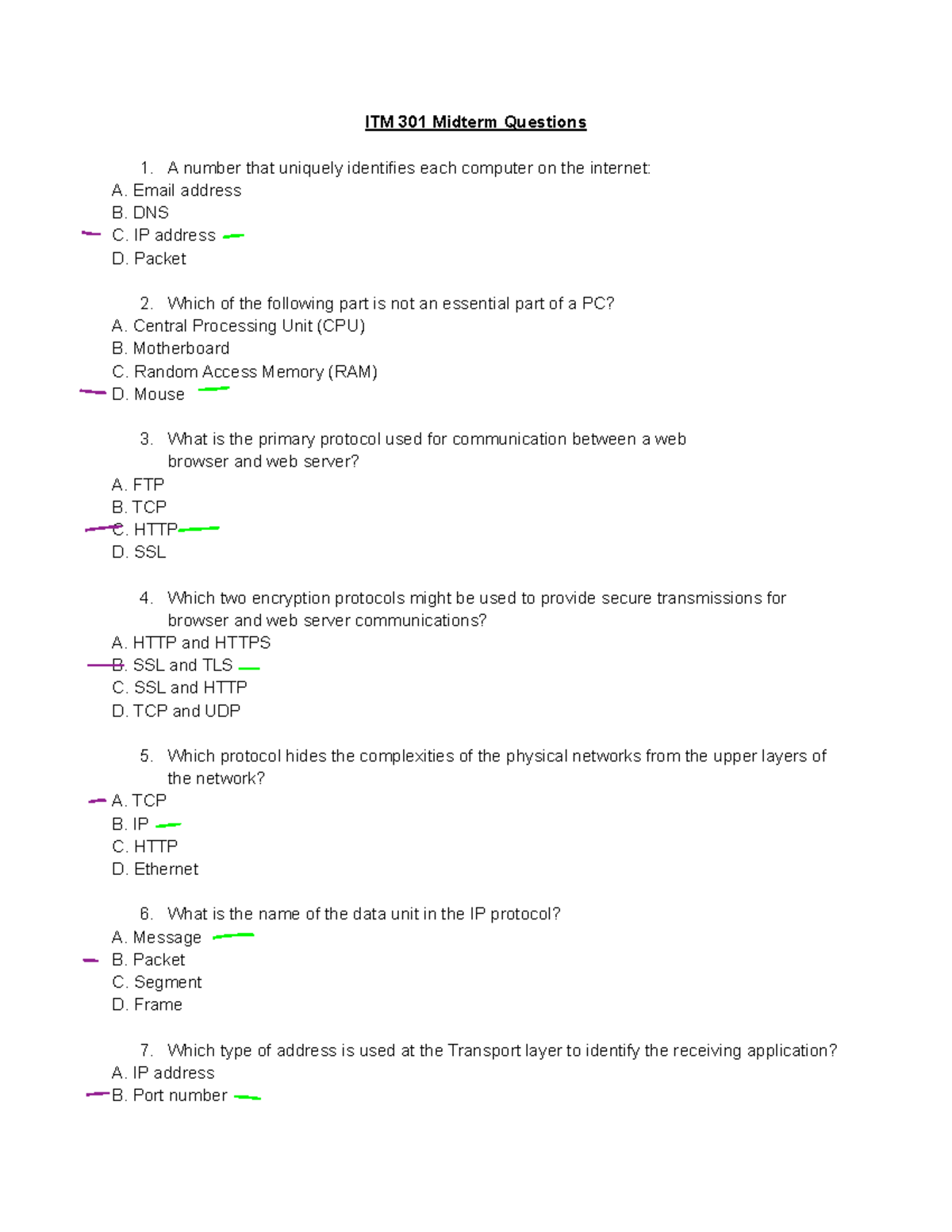ITM 301 Midterm Questions copy - ITM 301 Midterm Questions A number that uniquely identifies ...