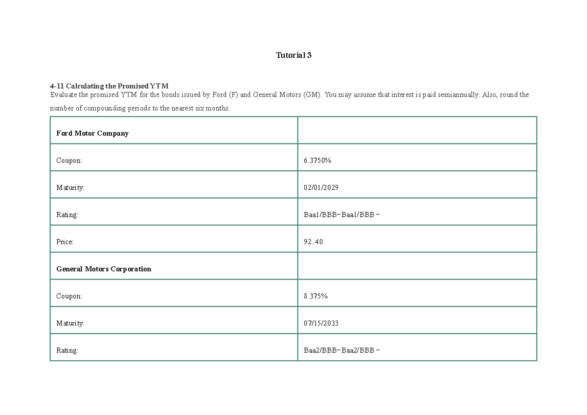 Tute 3-3 - TUTORIAL - FINC6021 - USyd - Studocu