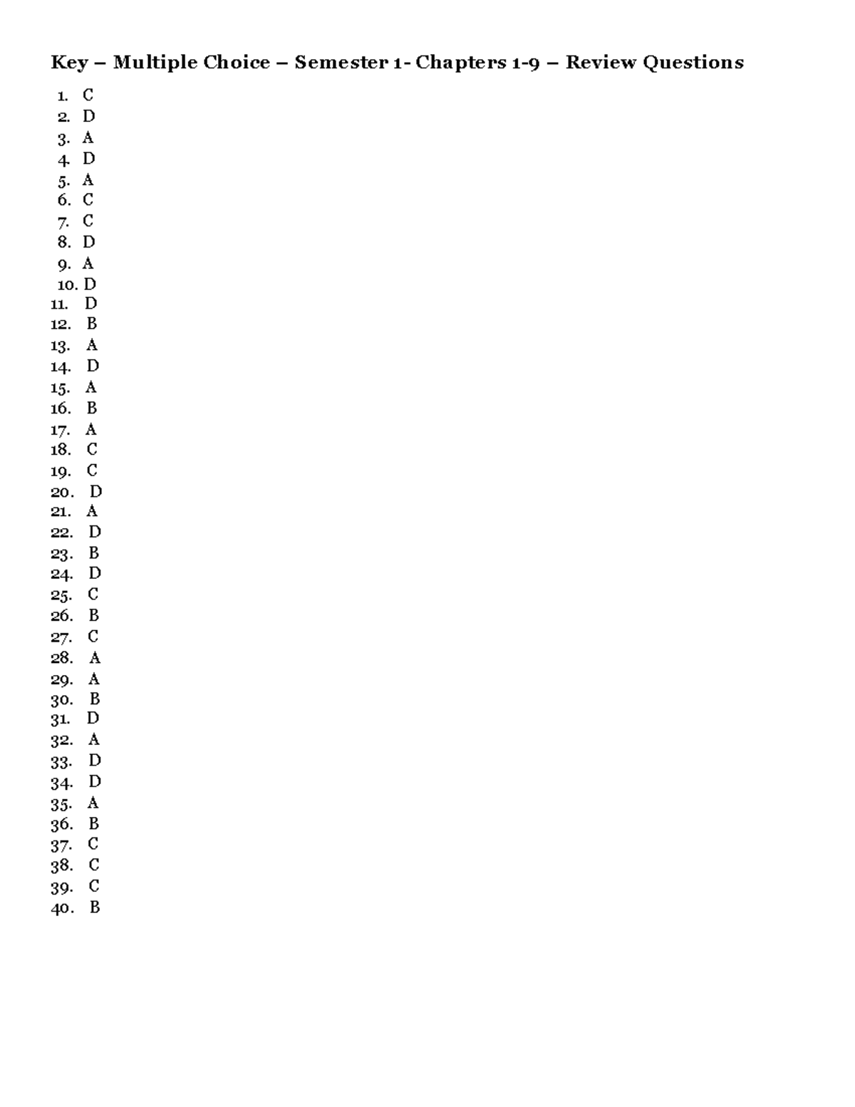 Semester MC Review Key - skjskjkjfksjkfj - Key – Multiple Choice ...