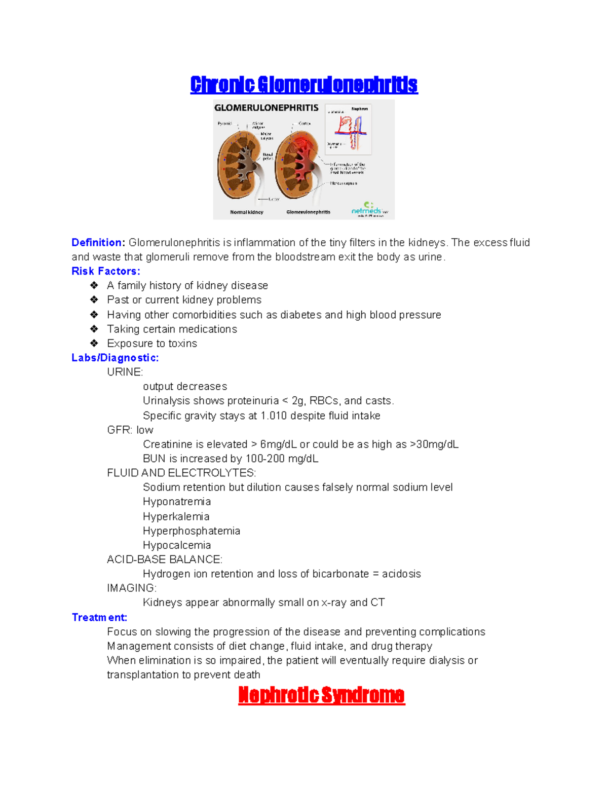 TEAM 5 - Chronic Glomerulonephritis and Nephrotic Syndrome - Chronic ...